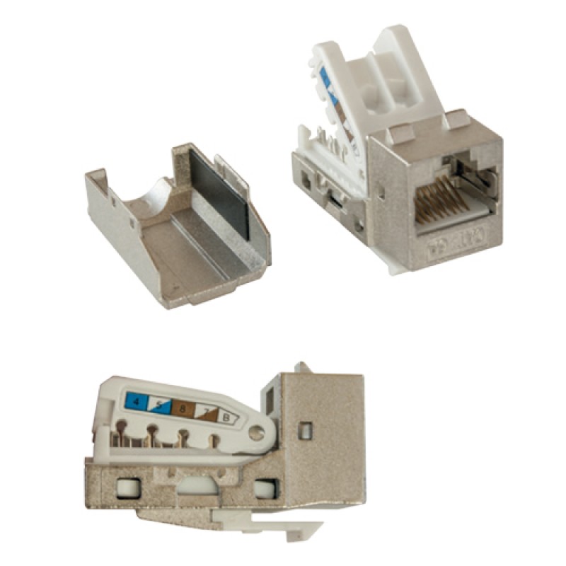 Cat-6a FTP Keystone jack module, 90 degree
