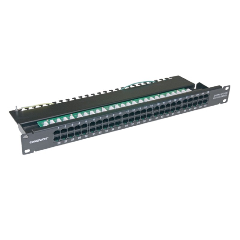 50 Port Cat.3 Telephone Patch Panel, 2U 19'', (Black)